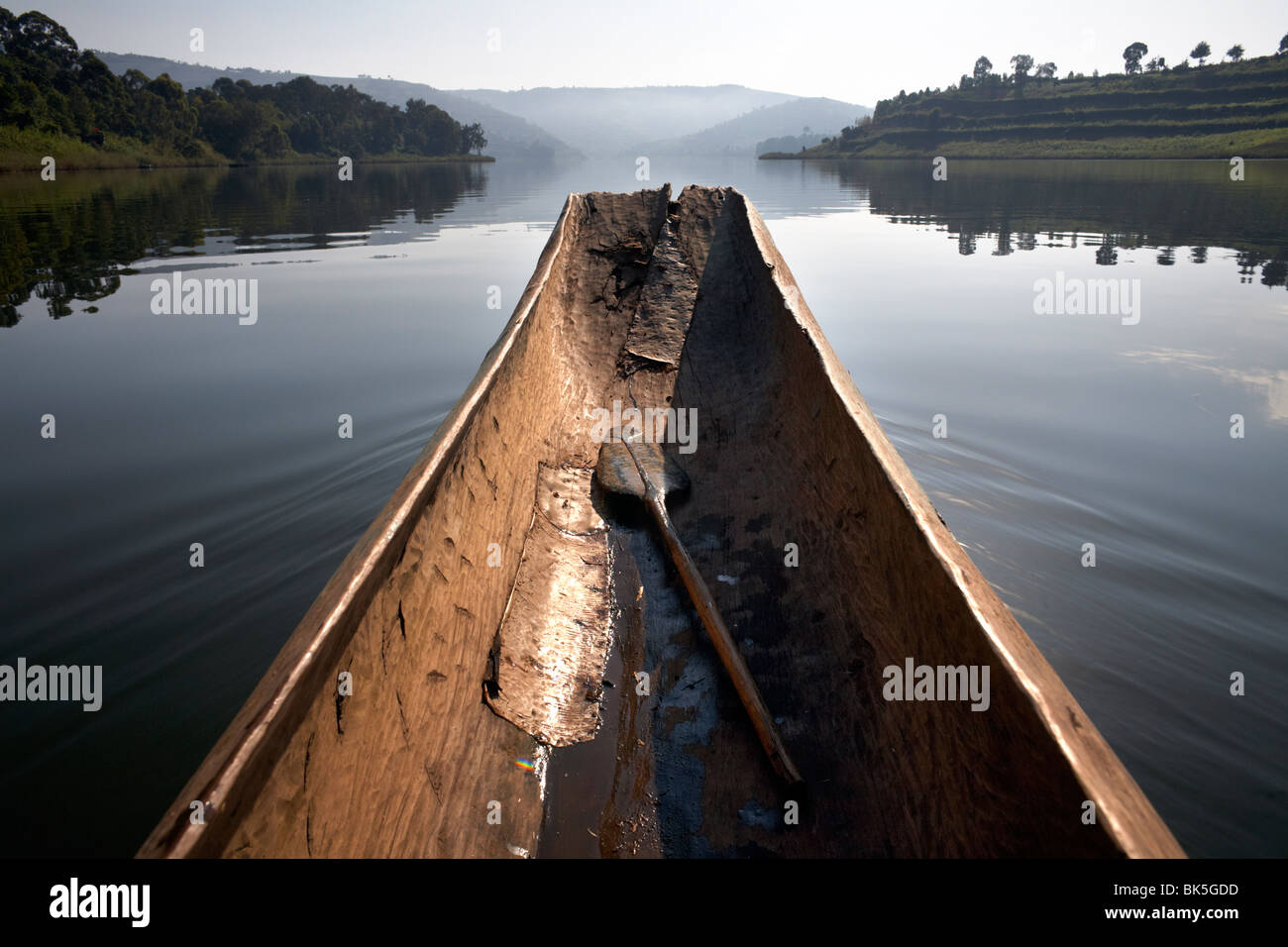 A dugout canoe on Lake Bunyoni, Uganda, East Africa, Africa Stock Photo ...