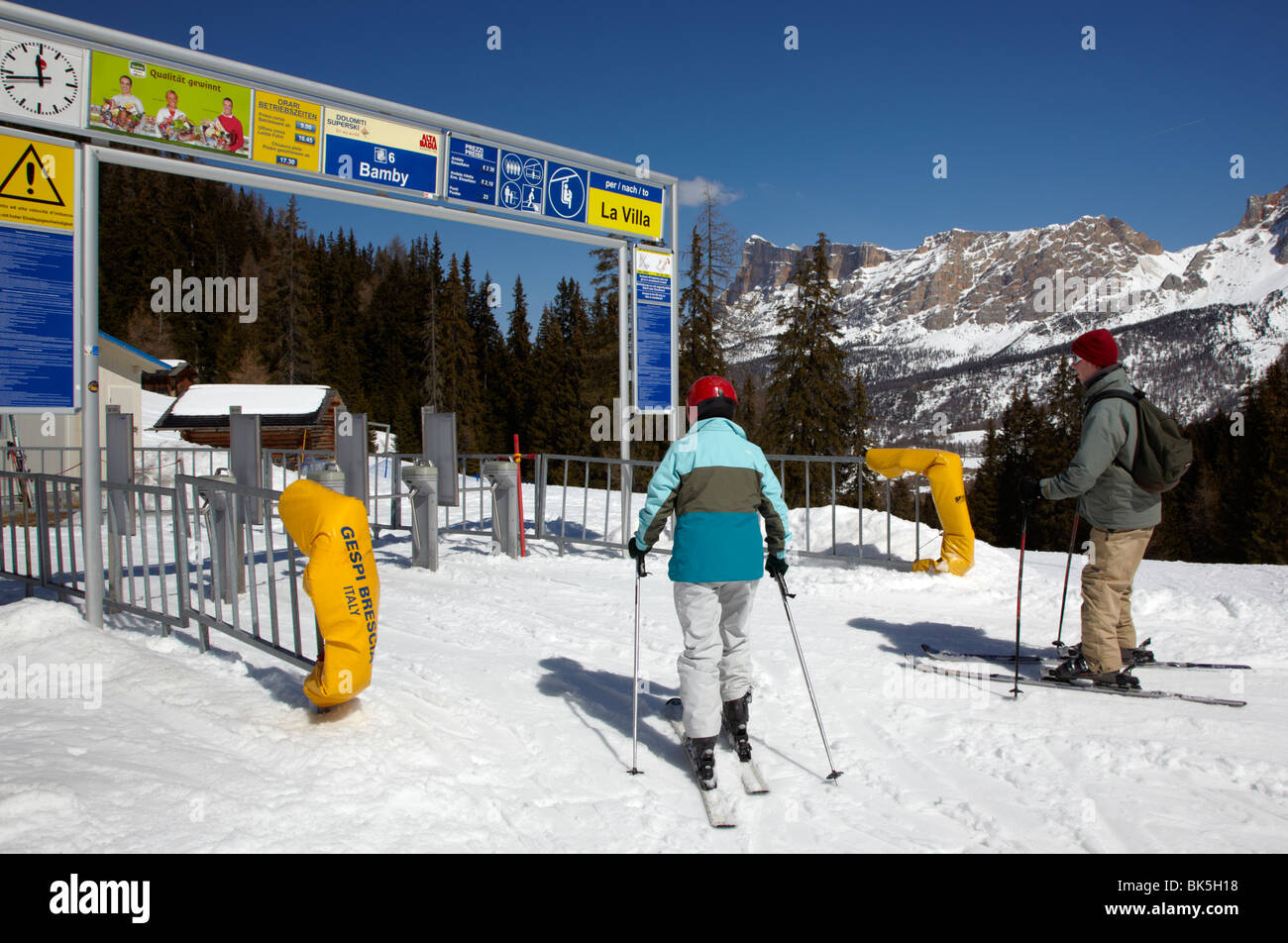 Skier Entering A lift In Corvara Dolomites Italy Europe Stock Photo - Alamy