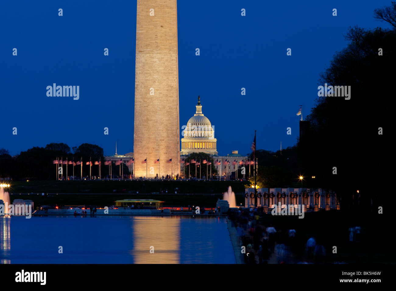 Washington Monument and US Capitol Building at twilight, Washington DC ...