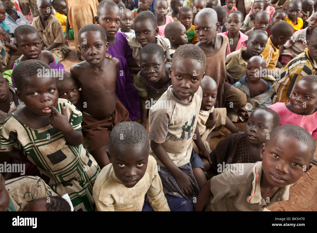 Crowd of children in and IDP camp in Amuria District, Teso Subregion ...