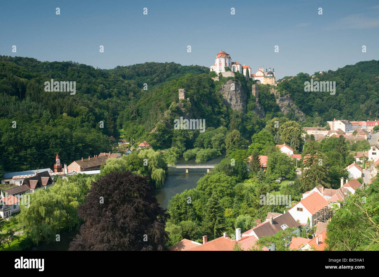 Chateau Vranov, town of Vranov nad Dyji and River Dyje, Brnensko Region ...