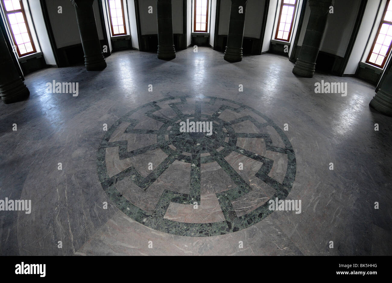 Occult symbol of a black sun in the floor of the Hall of SS Generals ...