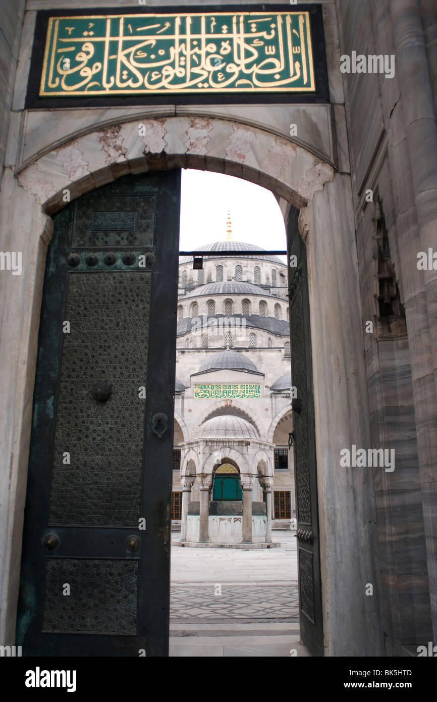 Entrance to the courtyard of a mosque, Blue Mosque, Istanbul, Turkey ...
