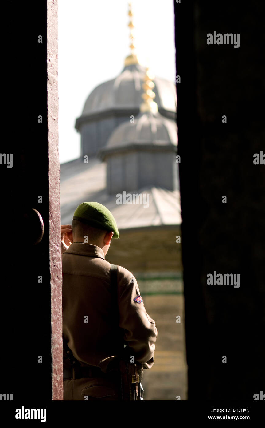 Security guard standing at a palace, Topkapi Palace, Istanbul, Turkey ...