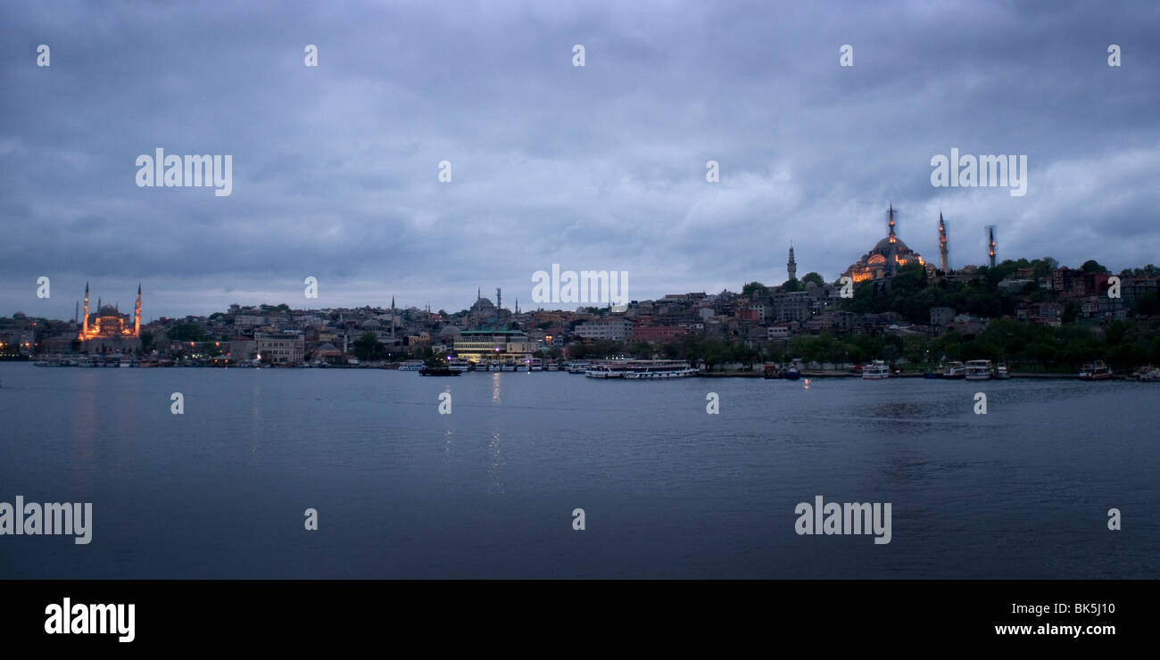 Strait with a cityscape in the background, Bosphorus, Istanbul, Turkey ...