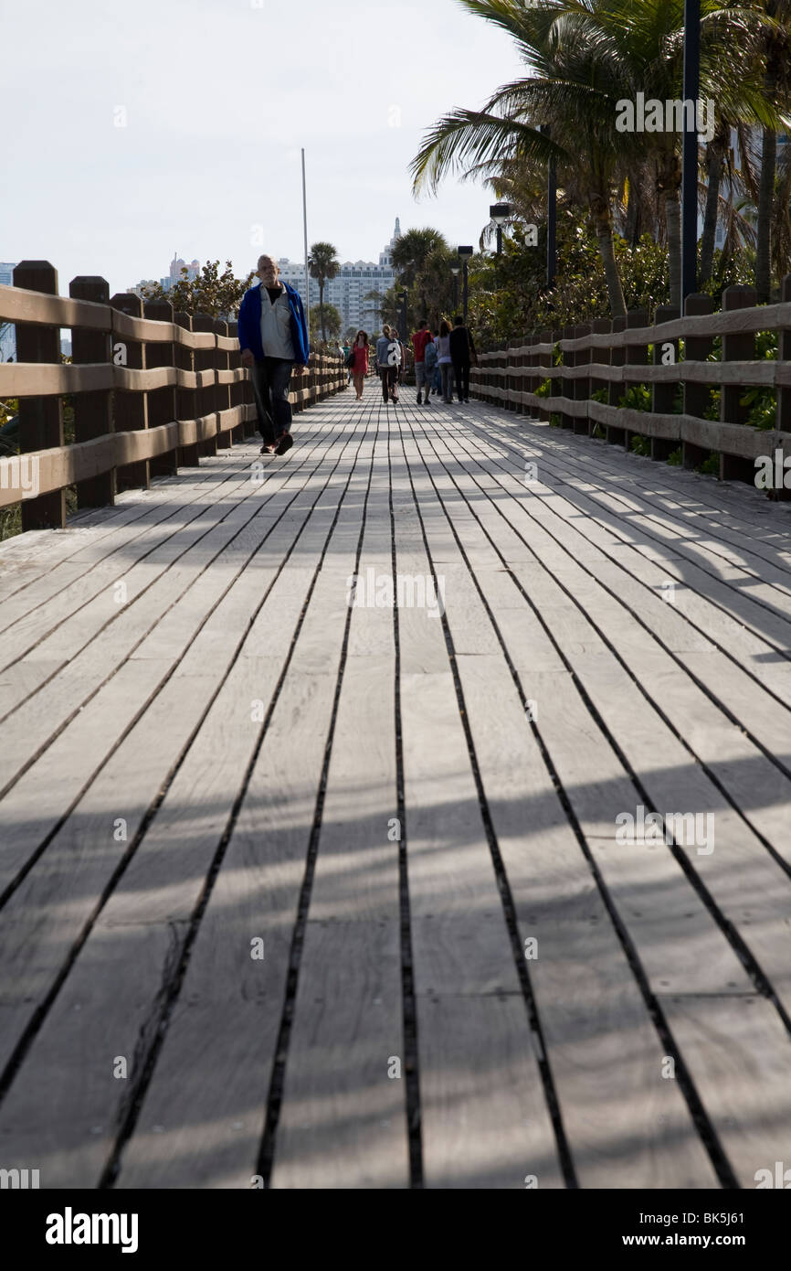 The boardwalk looking towards South Beach, Miami, Florida, USA Stock ...