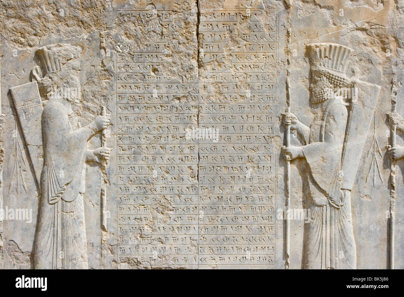 Carvings and Persian writing at Persepolis, Iran Stock Photo - Alamy