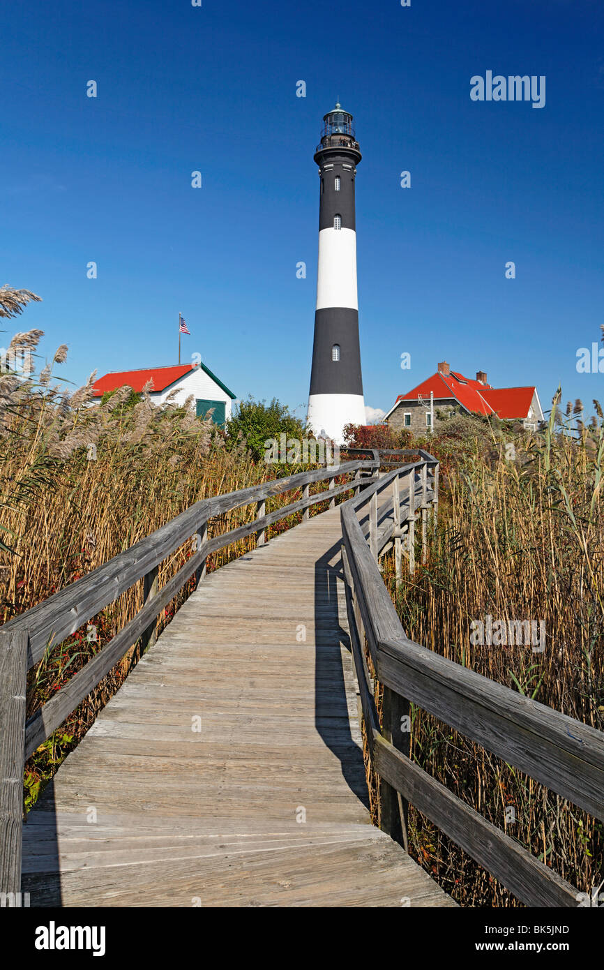 Boardwalk in a Marsh, Fire Island Lighthouse, Long Island, New York ...