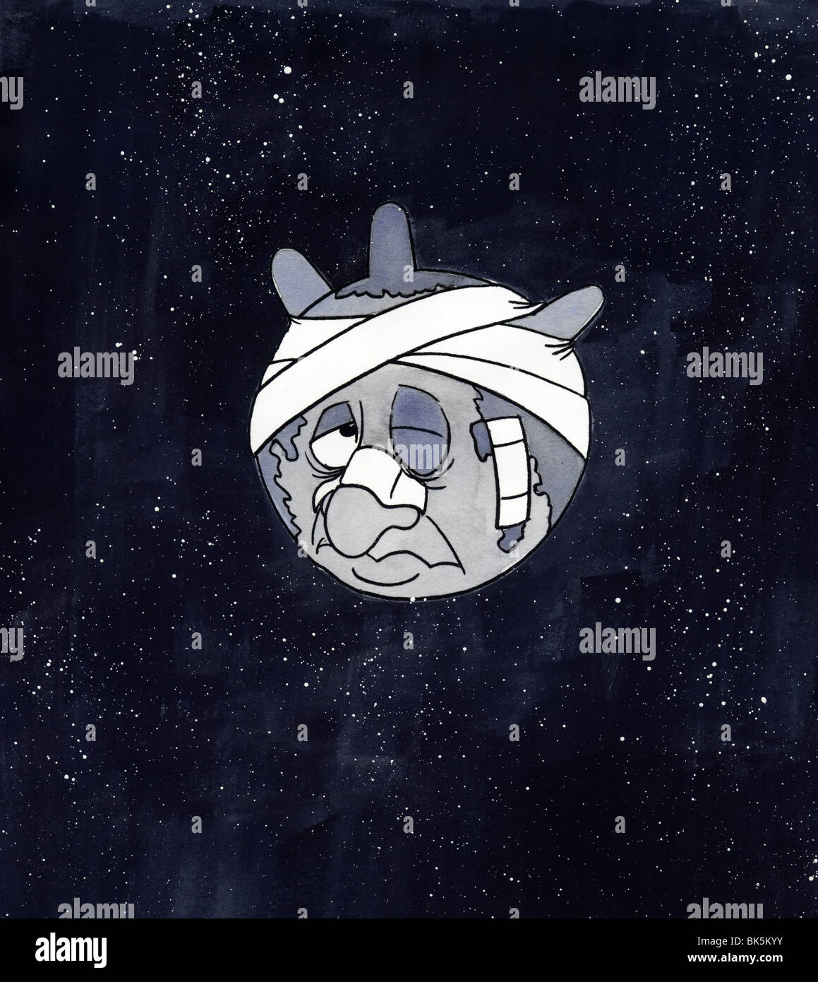 Bandaged World, Brian Diskin, (b.20th C./American), Drawing Stock Photo ...