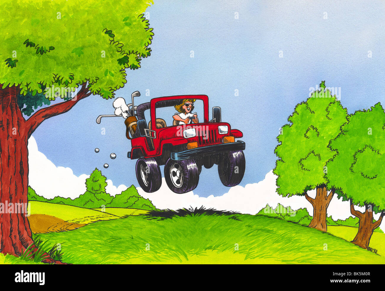 Four-wheeling, Brian Diskin, (b.20th C./American), Drawing Stock Photo ...