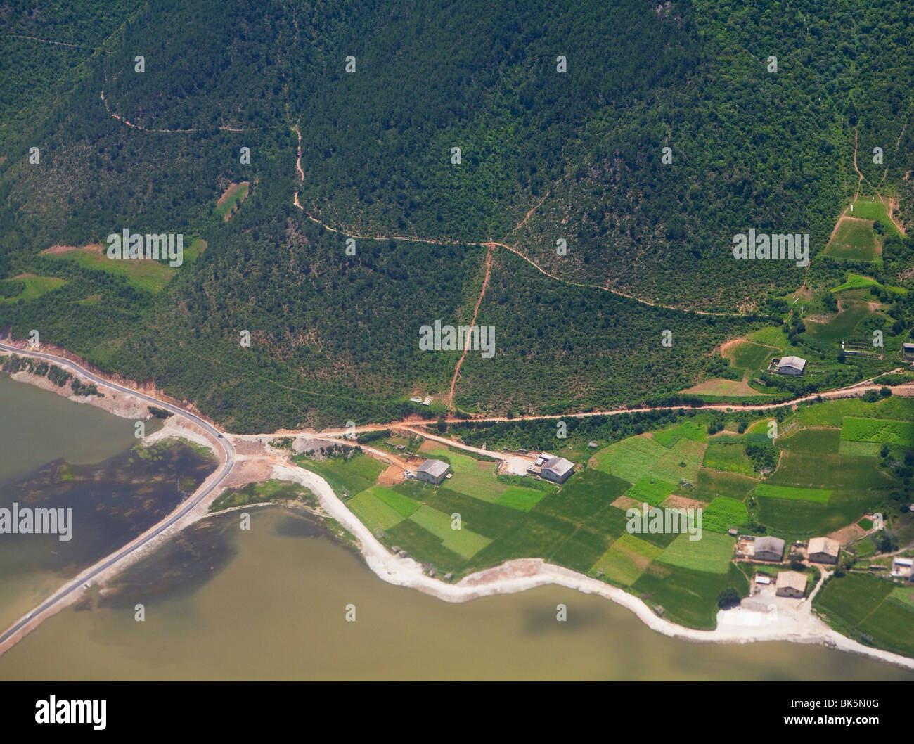 Aerial view of rice fields, Tibet Stock Photo - Alamy