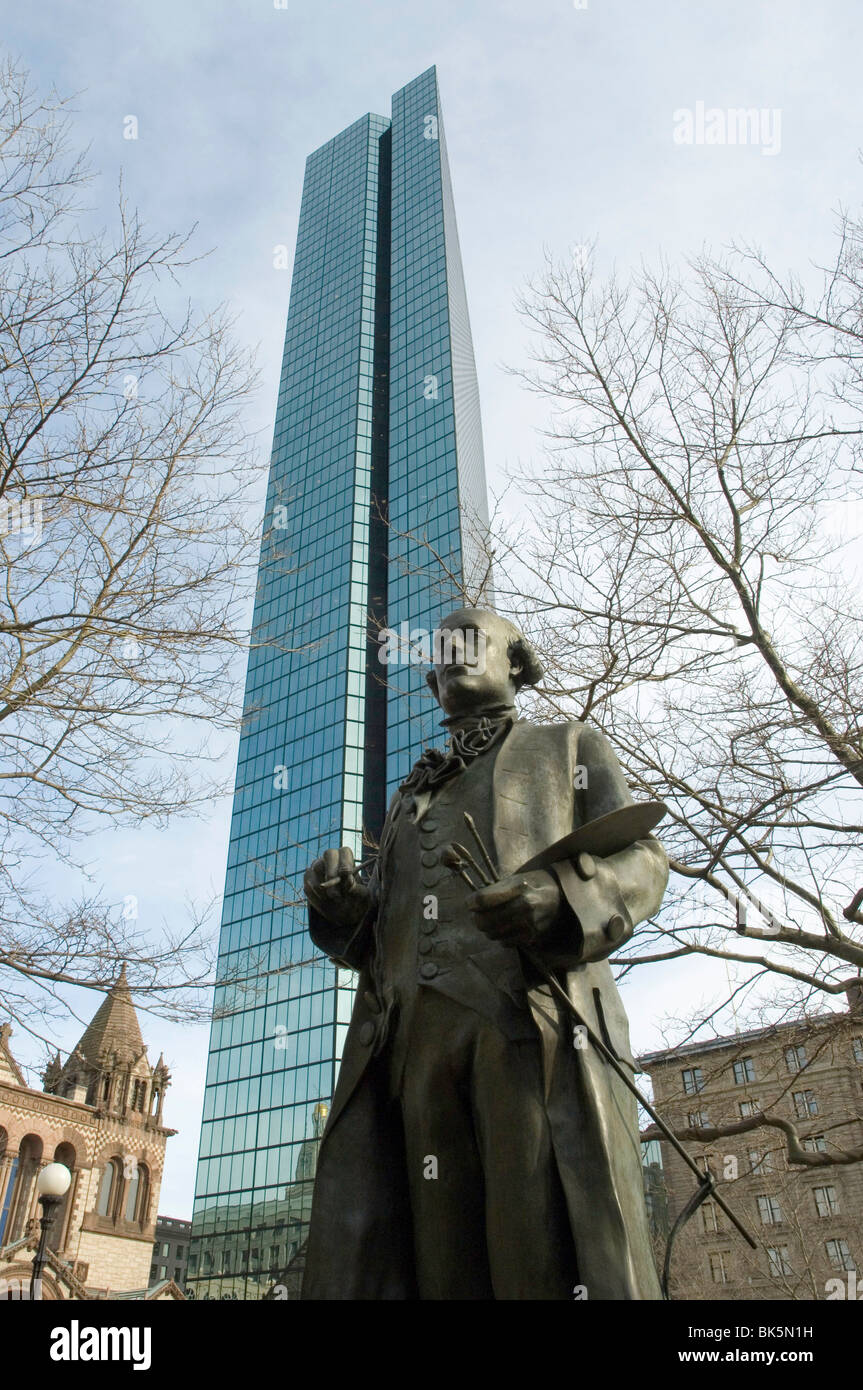 Statue with skyscraper in the background John Singleton Copley Statue ...