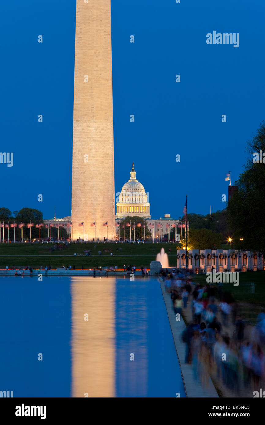 Washington Monument and US Capitol Building at twilight, Washington DC ...