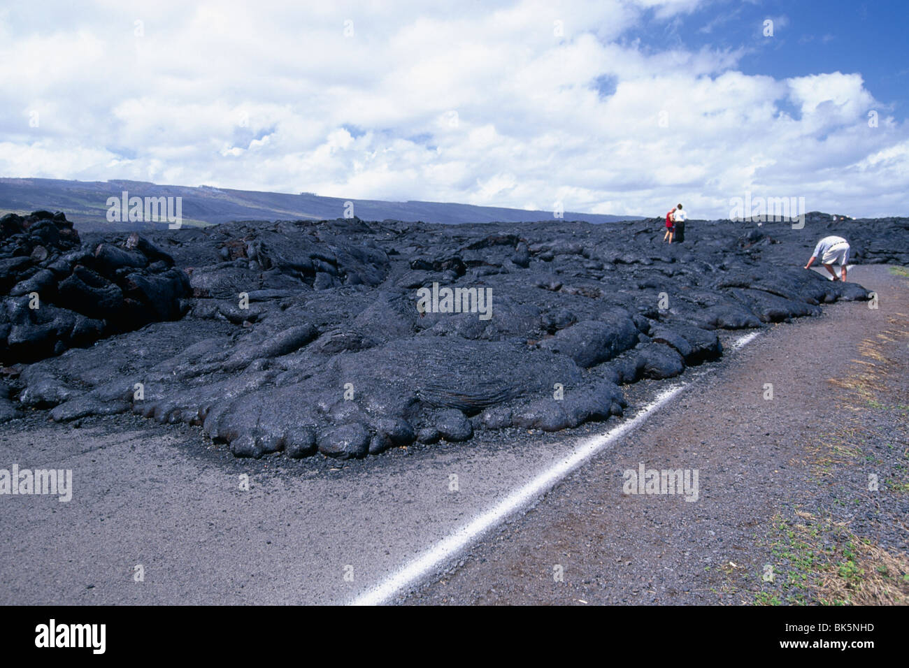 Fresh Lava Flow Blocking the Road, Chain of Craters Road, Big Island ...