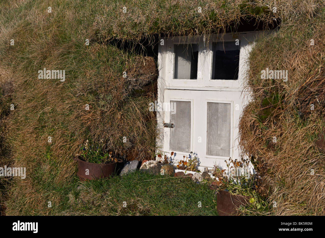Lindarbakki turf house at Bakkagerdi, Borgarfjordur Eystri, East Fjords ...
