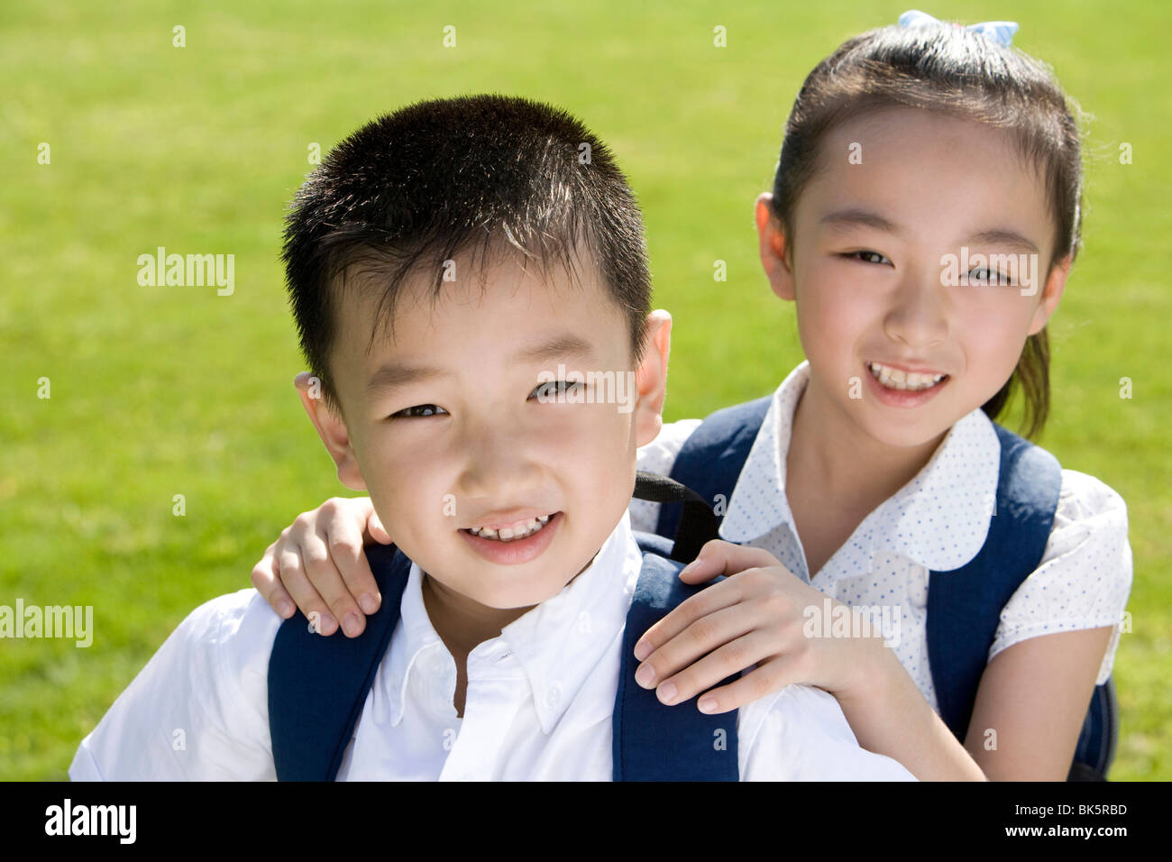 Elementary school students in the park Stock Photo - Alamy