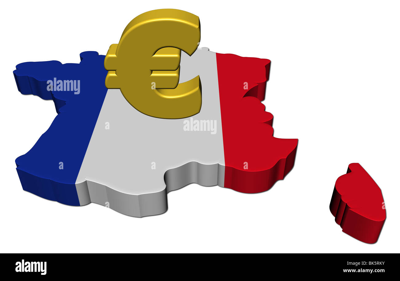 France map flag with Euro symbol illustration Stock Photo - Alamy