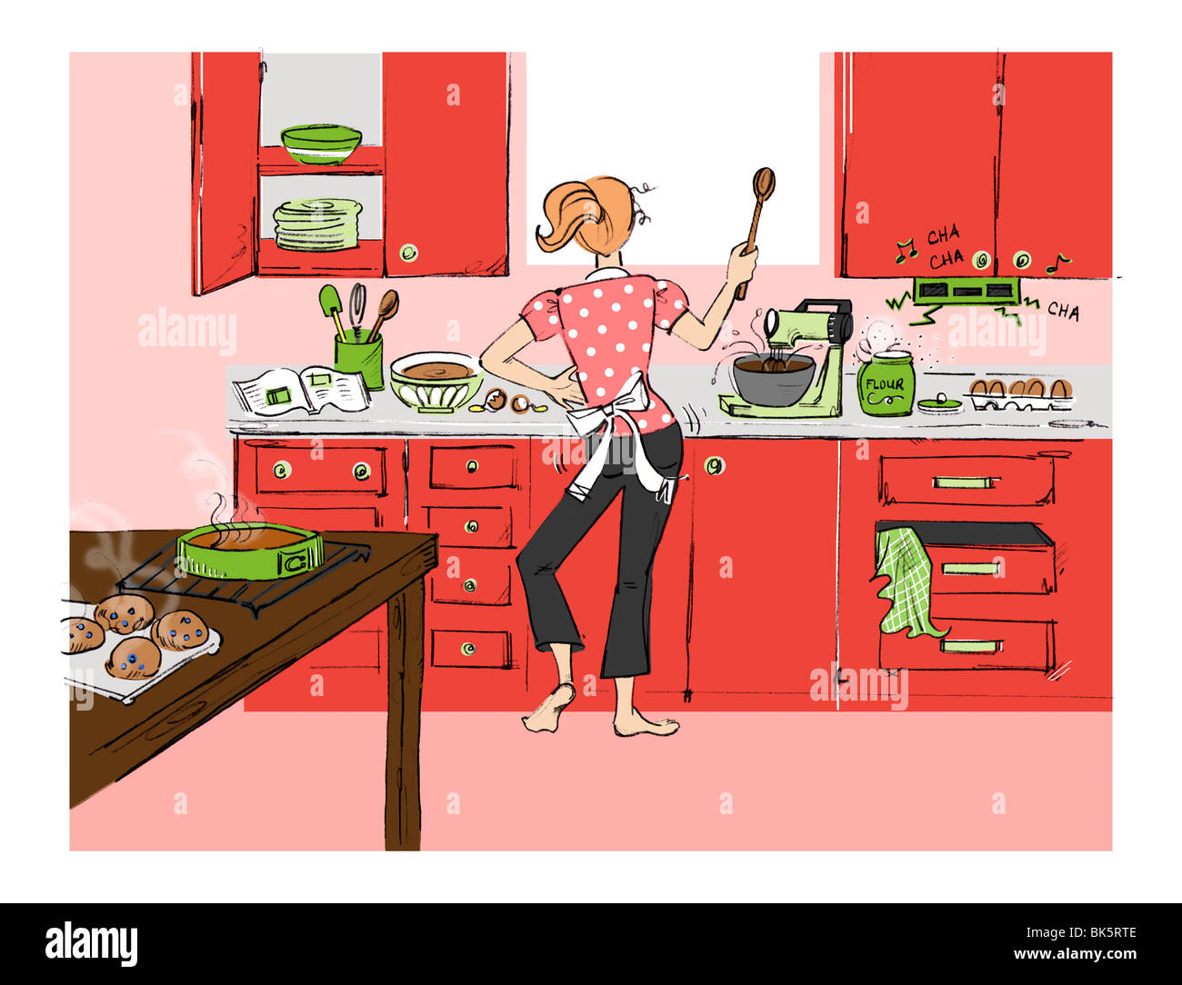 Old lady cooking illustration hi-res stock photography and images - Alamy