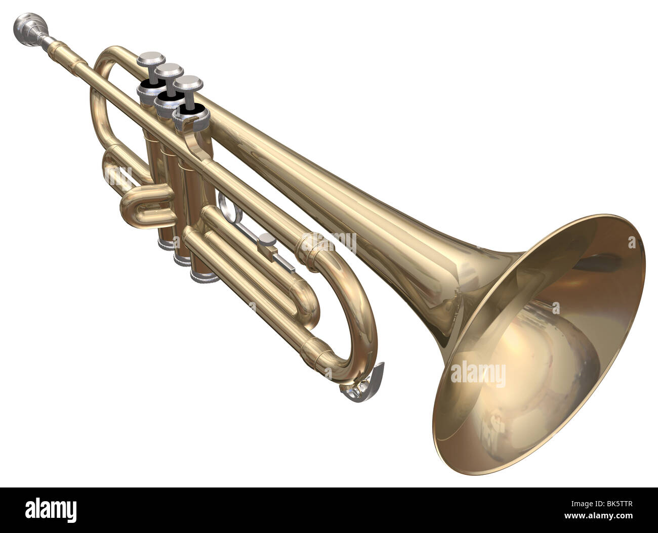 Isolated trumpet on a white background Stock Photo - Alamy