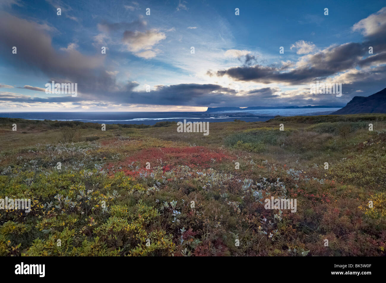 View over flat-sand delta of Skeidararsandur and Skeidara river under ...