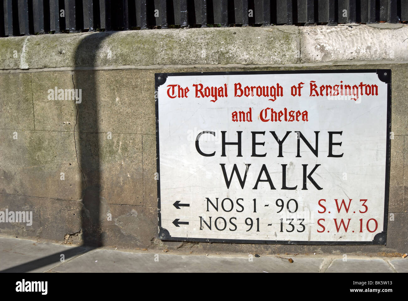 royal borough of kensington and chelsea street name sign for cheyne ...
