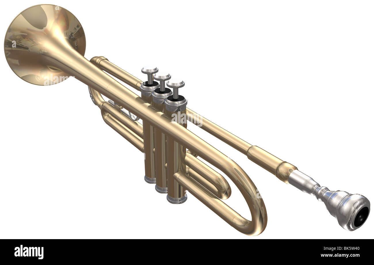 Isolated trumpet on a white background Stock Photo - Alamy