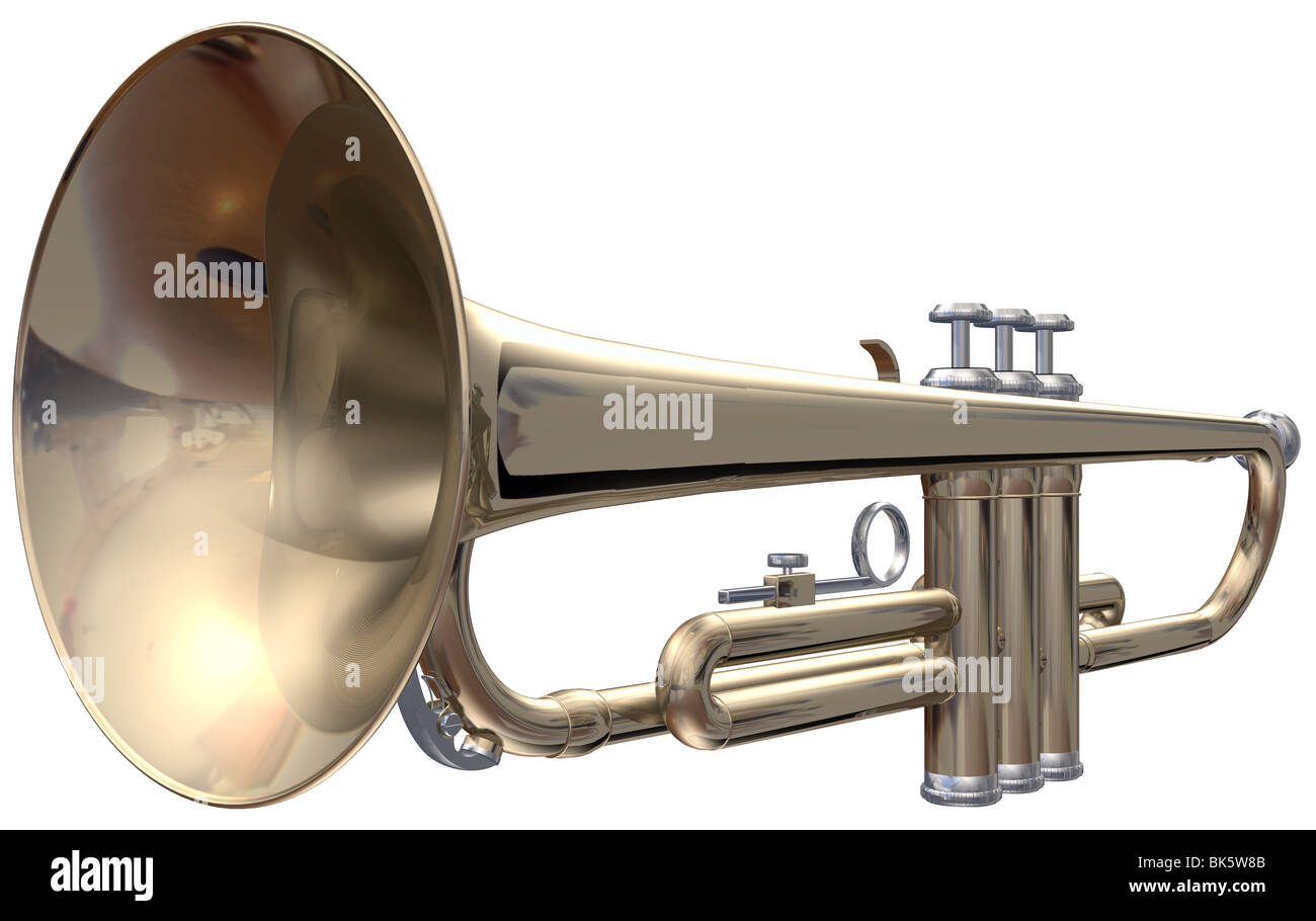 Isolated trumpet on a white background Stock Photo - Alamy