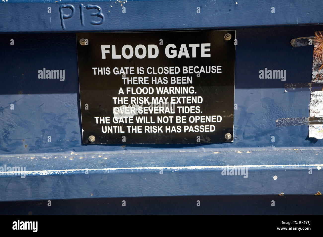 Flood gate details for coastal flooding risk Felixstowe Suffolk Stock ...