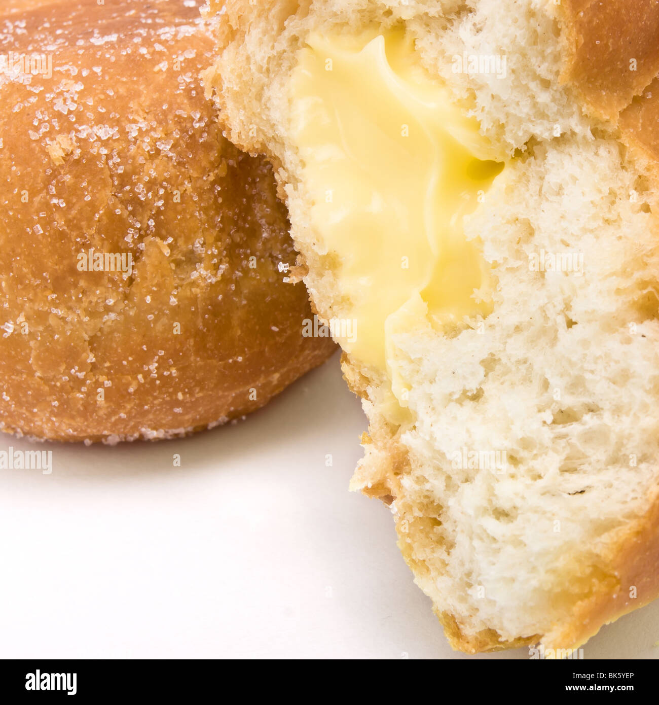 Custard filled Donut isolated against white background Stock Photo - Alamy