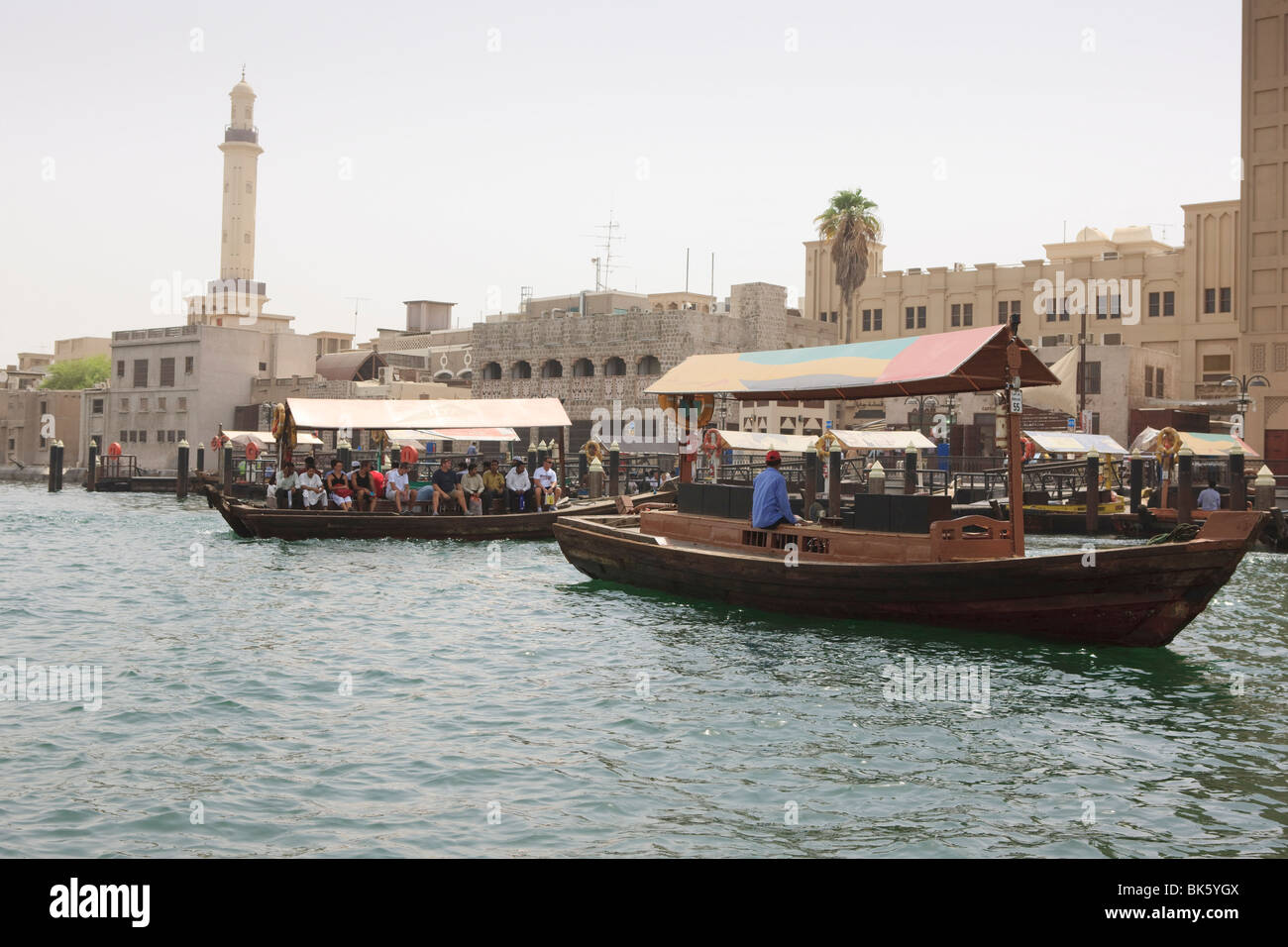 Abra water taxi crossing The Creek between Dur Dubai and Deira, Dubai ...