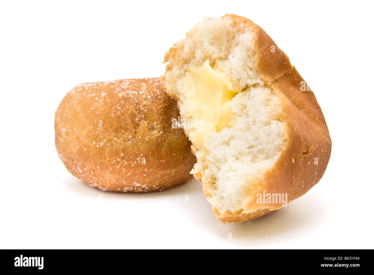 Custard filled Donut isolated against white background Stock Photo - Alamy