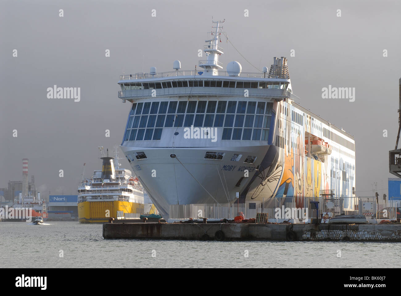 ferry of the Moby Line company in the port of Livorno (Italy Stock ...