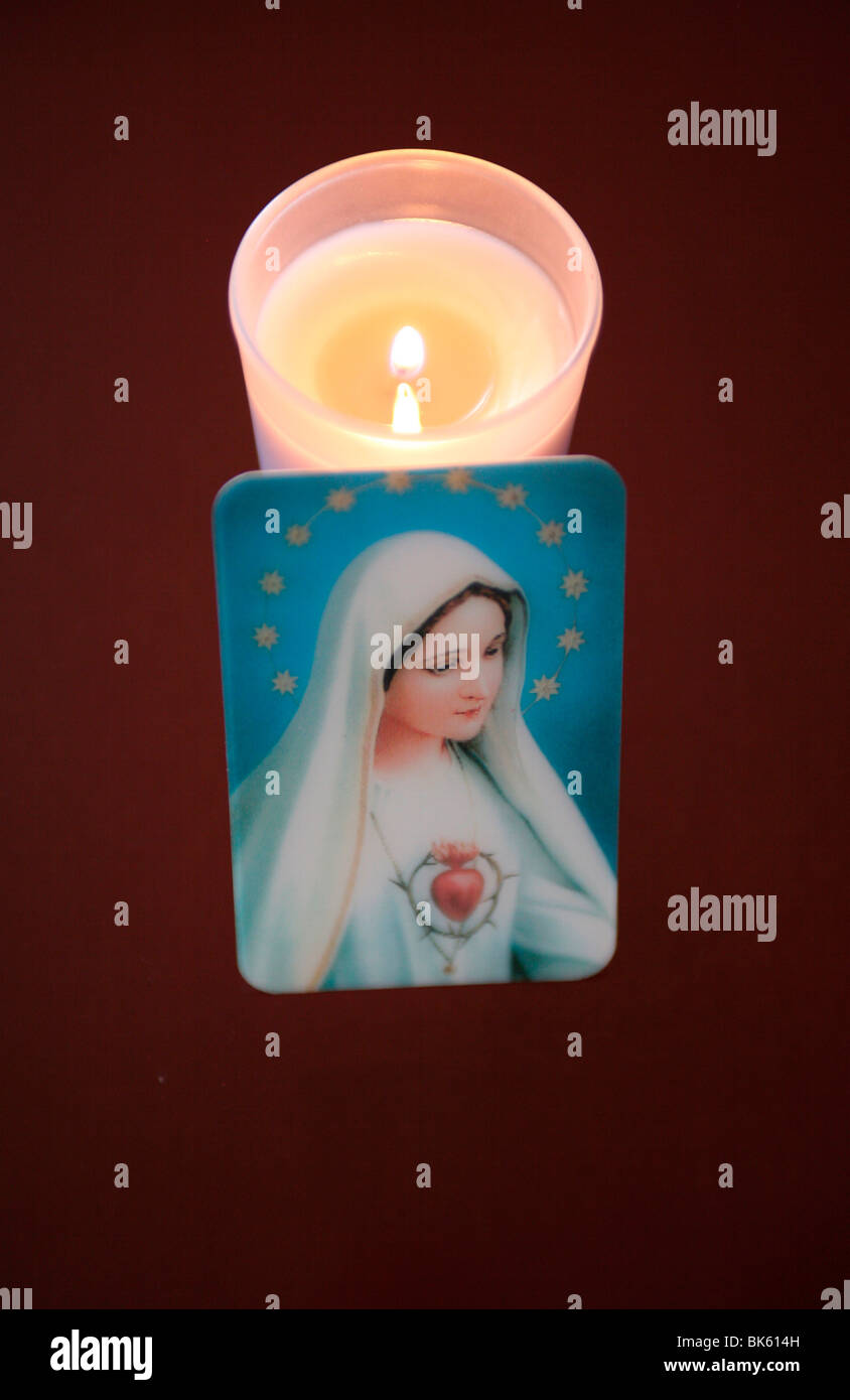 Picture of the Virgin Mary with roses, Paris, France, Europe Stock ...