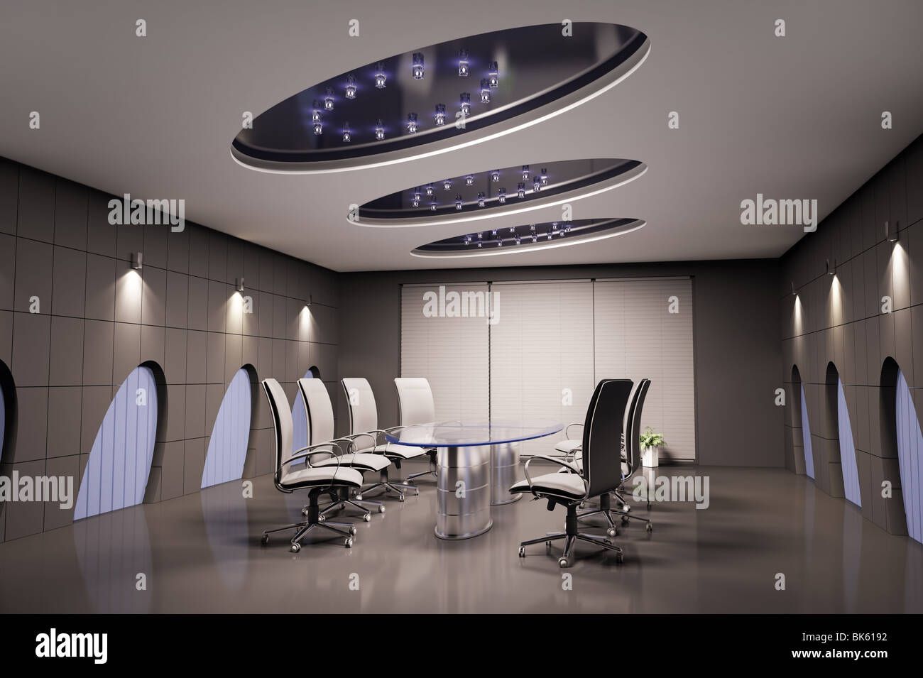 conference room with glass table interior 3d Stock Photo - Alamy