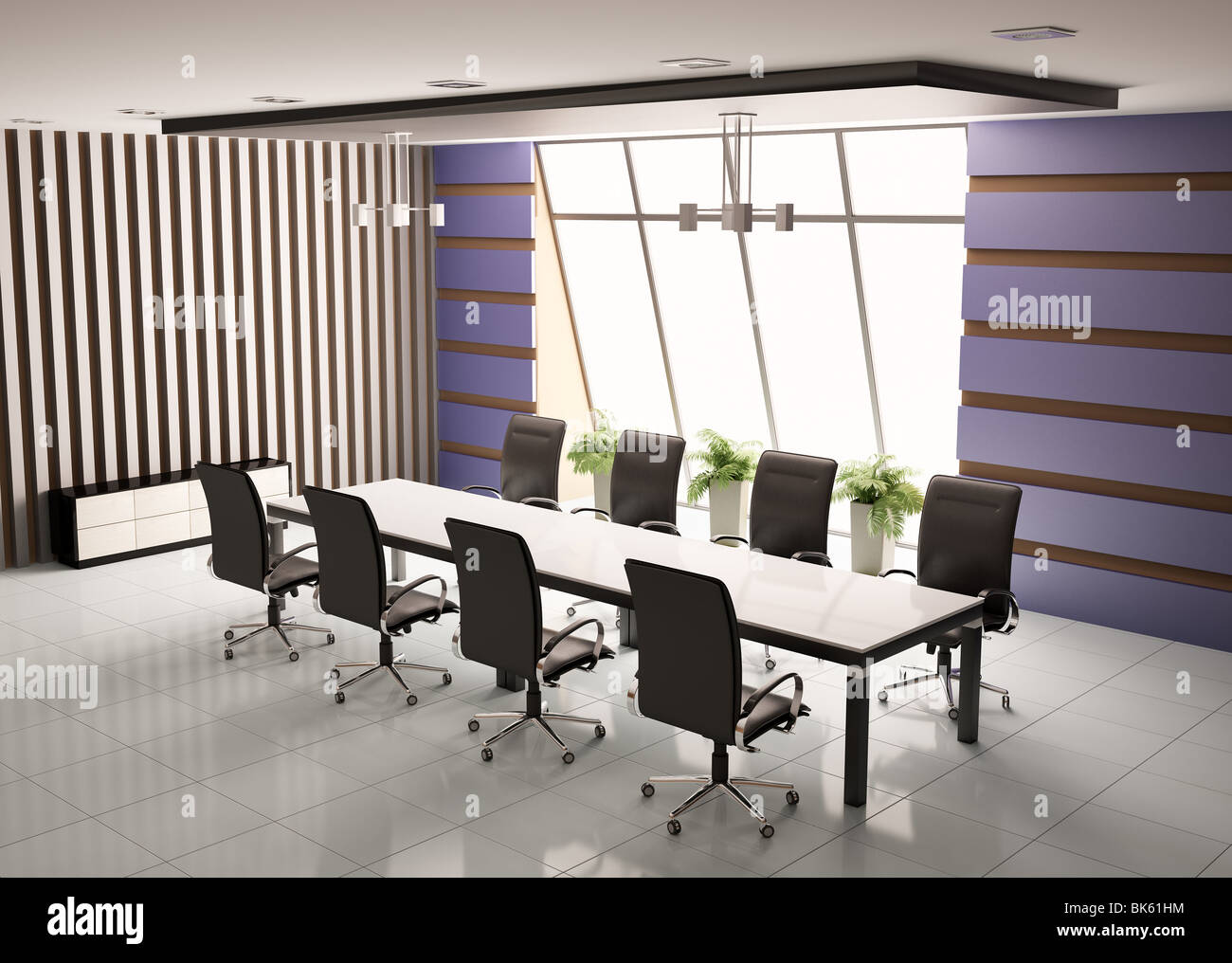 Boardroom with eight armchairs interior 3d render Stock Photo - Alamy