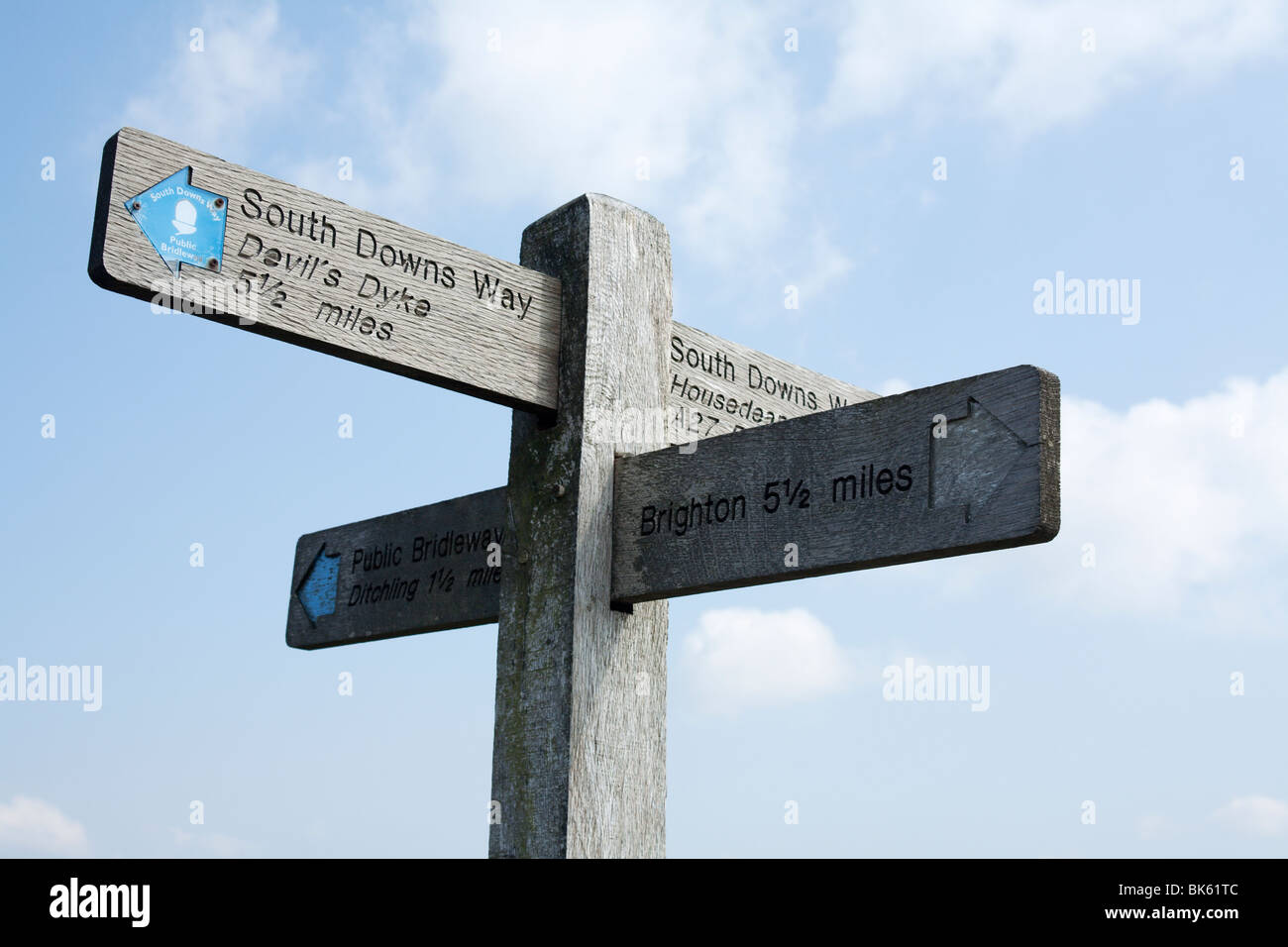 Signpost for the South Downs Way Stock Photo - Alamy