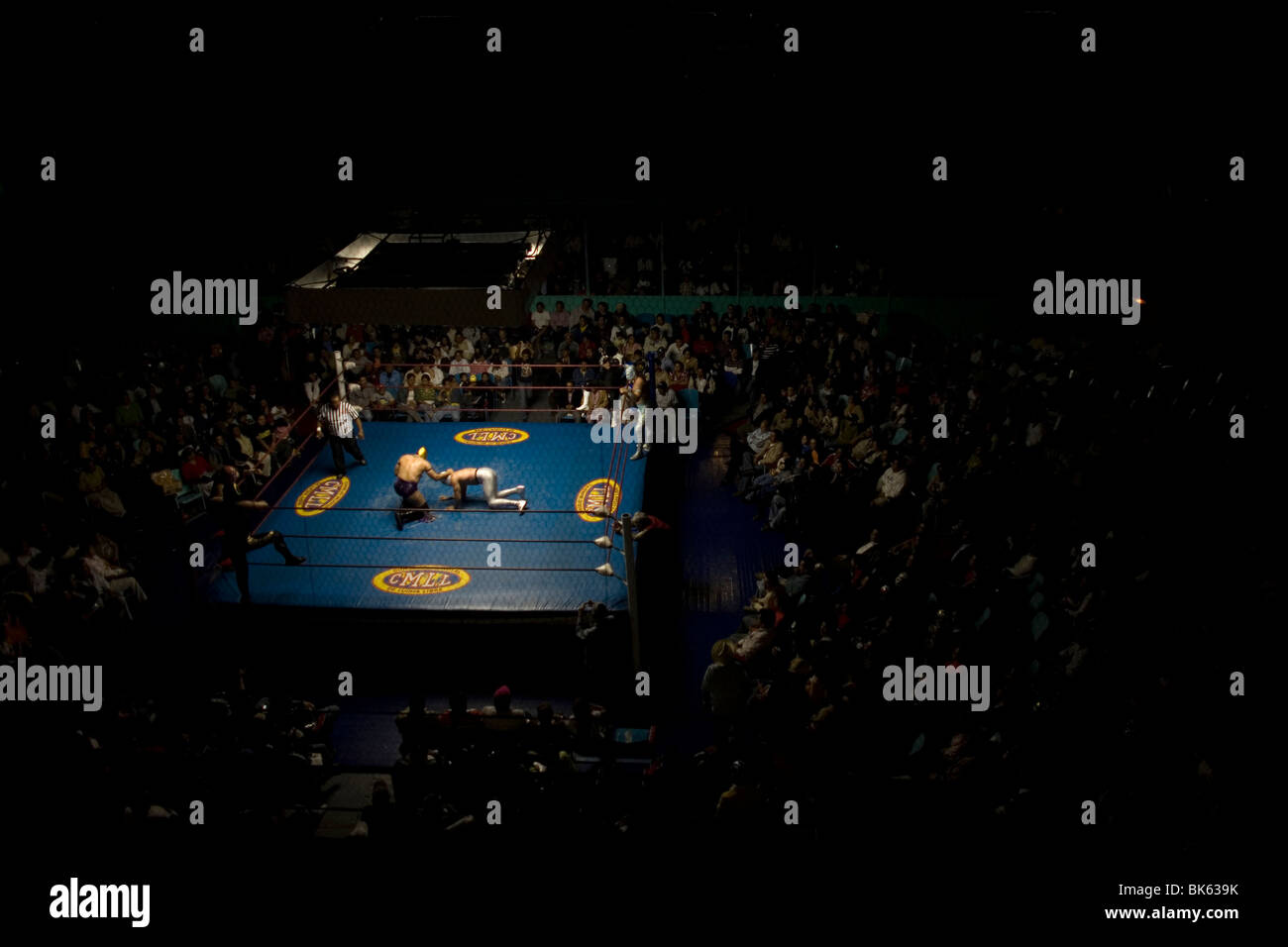 Wrestlers perform in a Lucha Libre event in Puebla Arena in Puebla ...