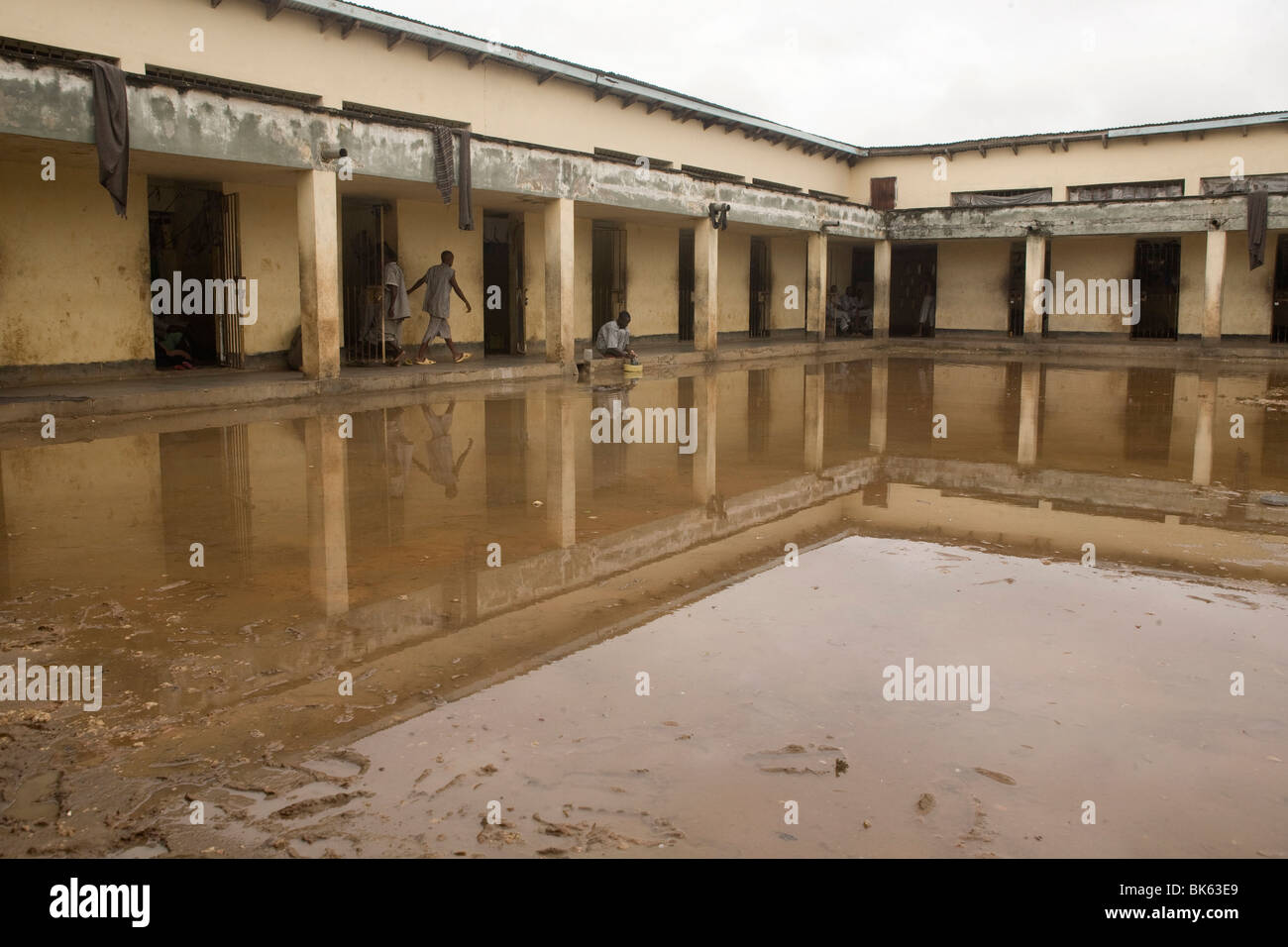 A view of the inside compound of an unidentified prison on the coast of ...