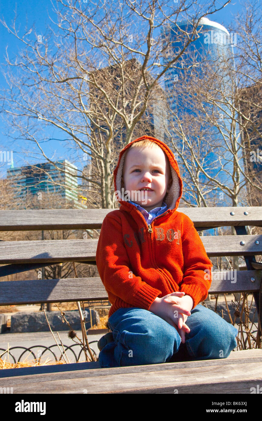 Young boy in Battery Park, Manhattan, New York Stock Photo - Alamy