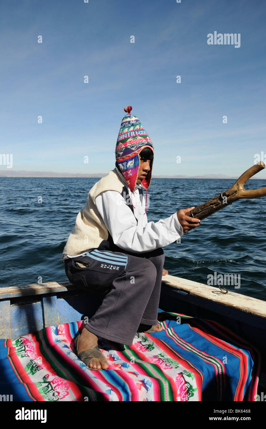 Rowier, sailing boat trip, Capachica peninsula, Peru, South America ...