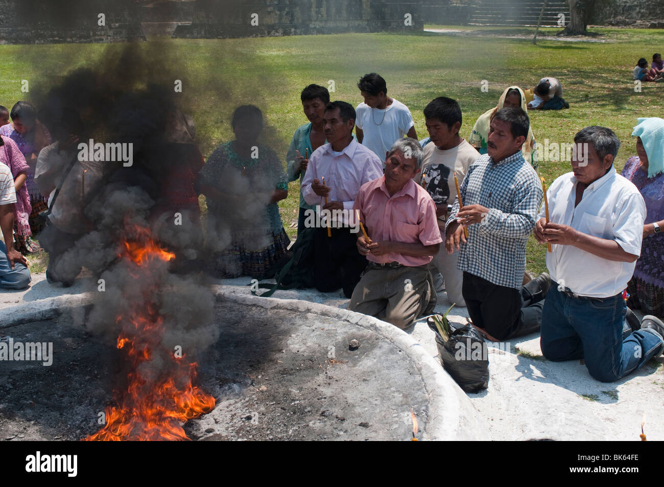 Mayan ritual in front of Temple I, Grand Plaza, Tikal , Mayan ...