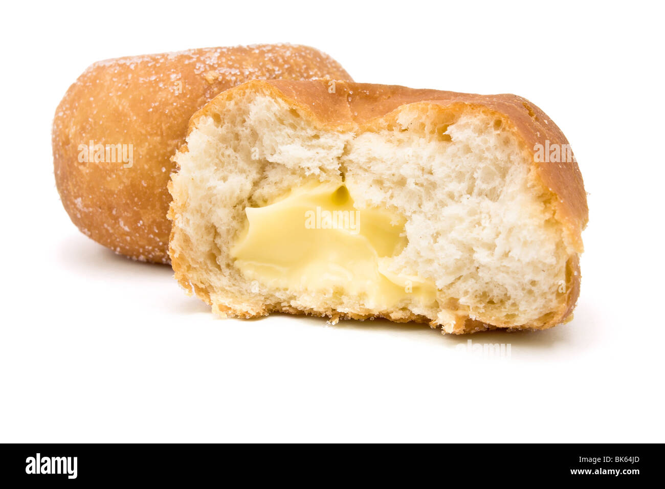 Custard filled Donut isolated against white background Stock Photo - Alamy