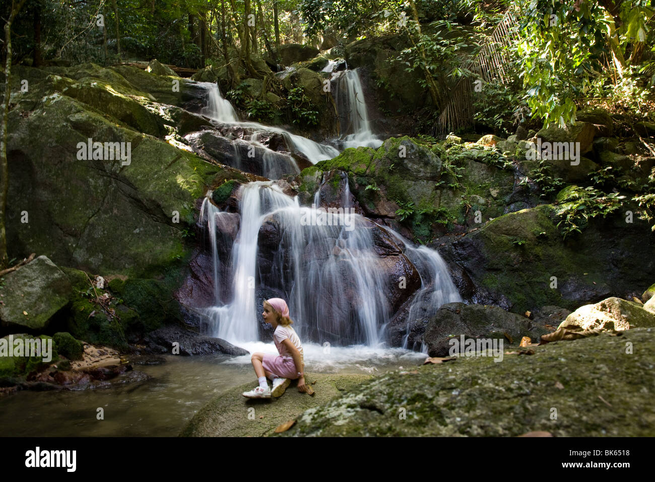 Waterfall tioman island hotel hungle natural asia Stock Photo - Alamy