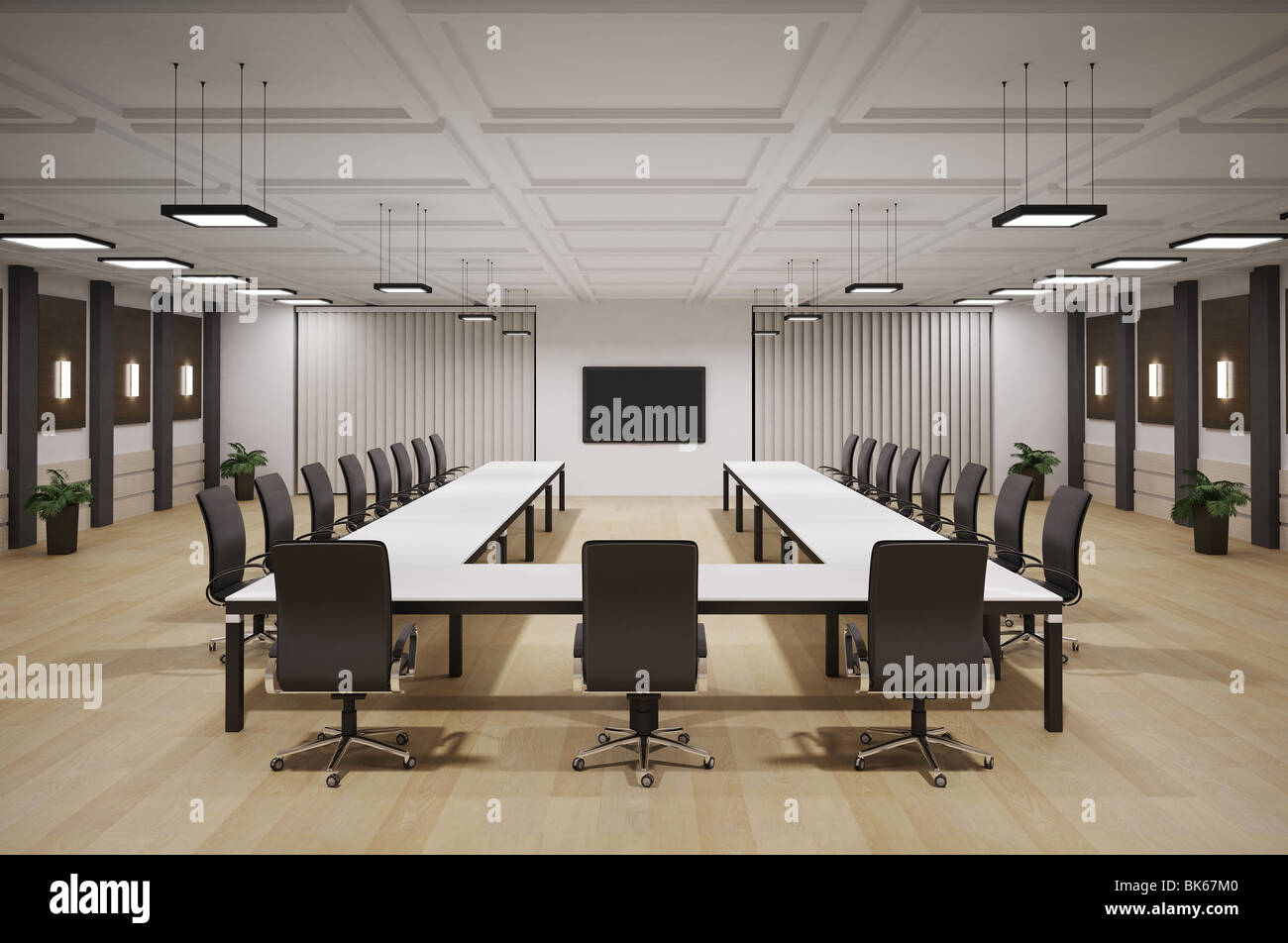 Boardroom with lcd interior 3d render Stock Photo - Alamy