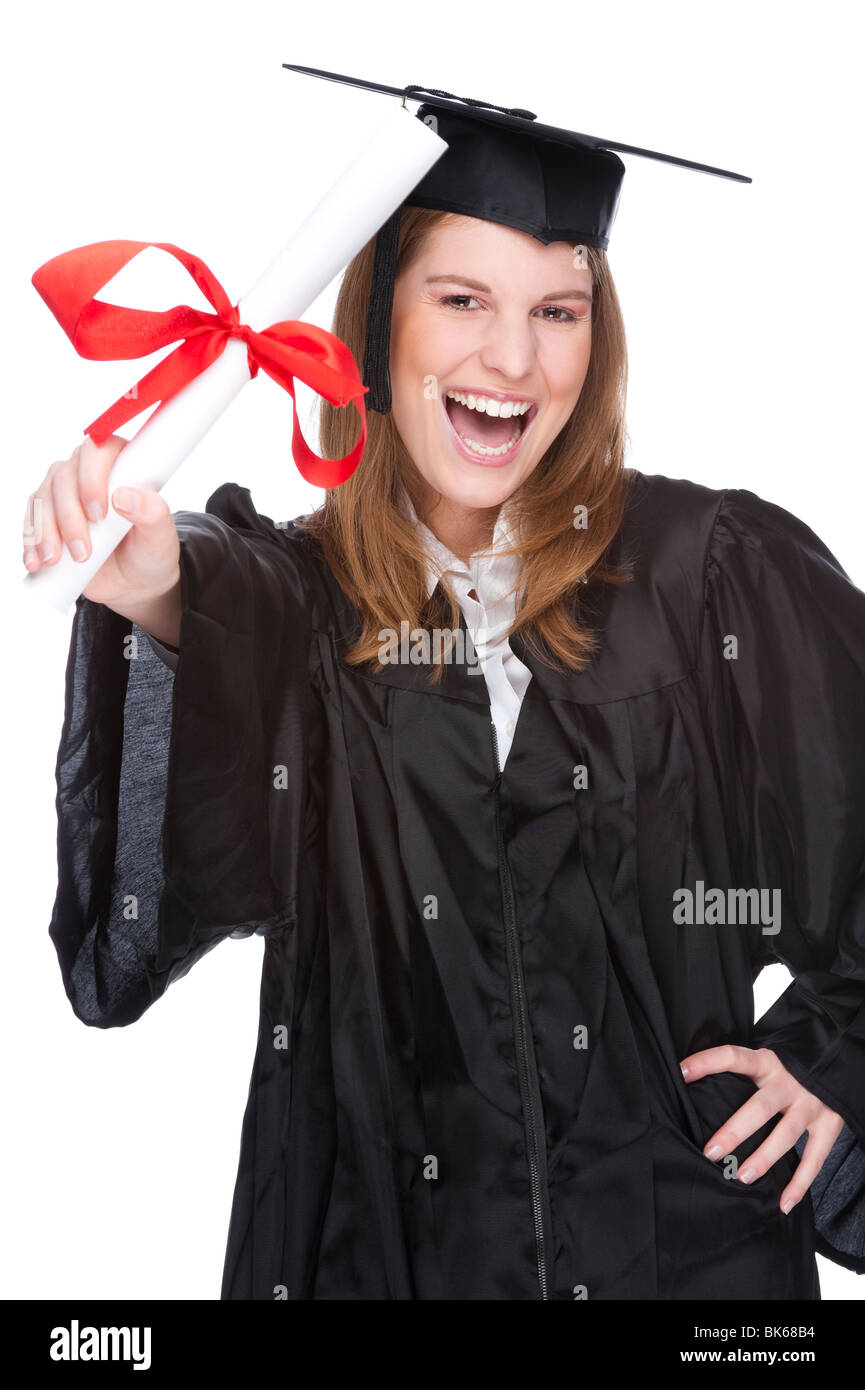 Full isolated studio picture from a young graduation woman Stock Photo ...