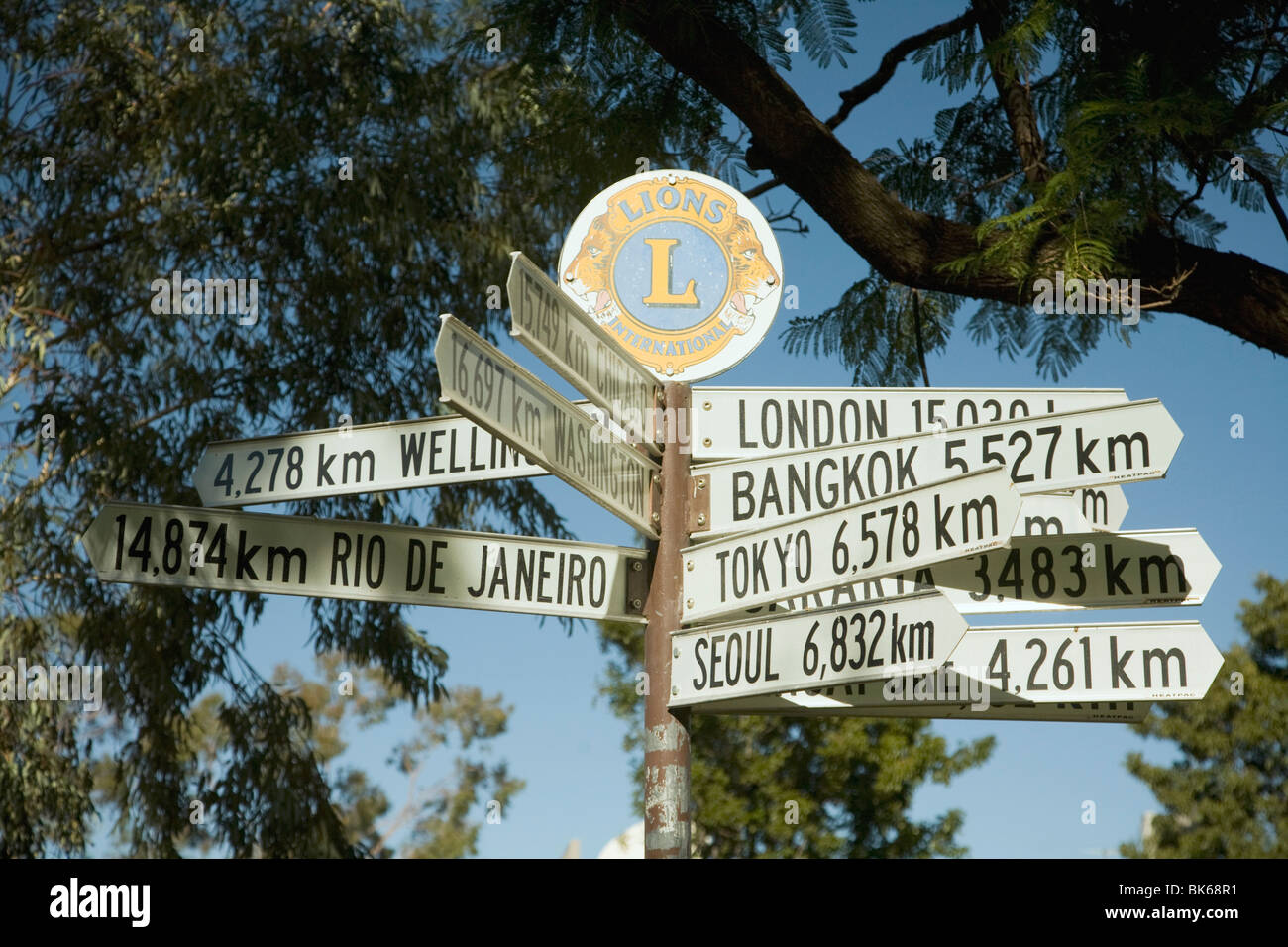 Distance Signs In Alice Springs, Northern Territories, Australia Stock ...