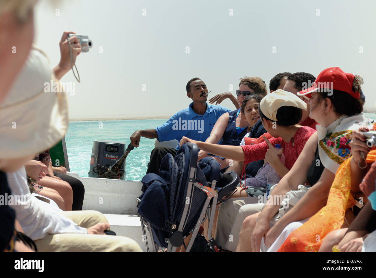 Group of tourists in a boat, Red Sea, Egypt Stock Photo - Alamy
