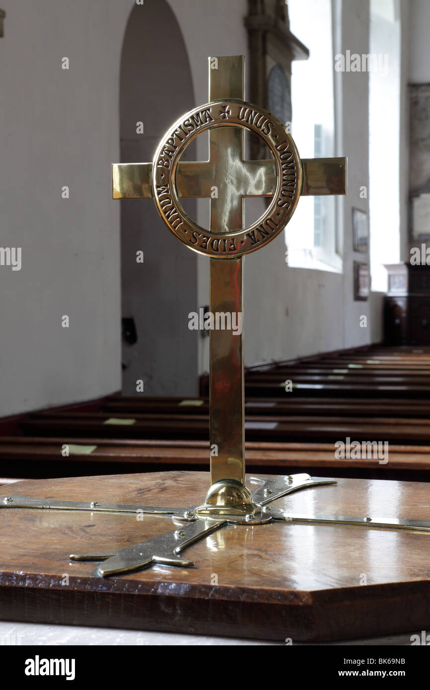 The Holy Cross,situated on the wooden font cover inside the Holy ...