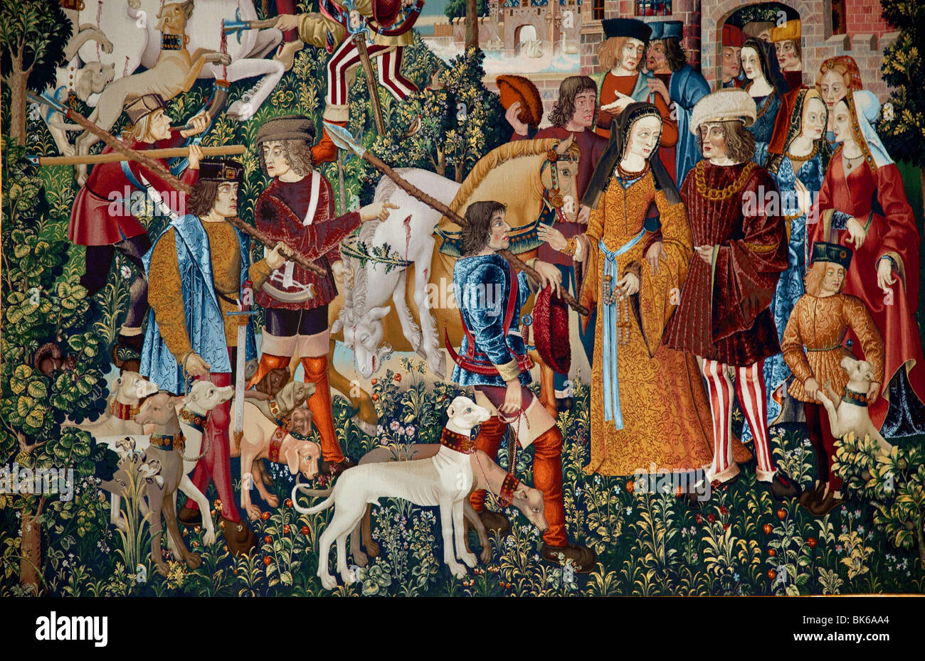 Stirling Castle Cloth Tapestry of Hunting Scene in the woods. Scotland ...