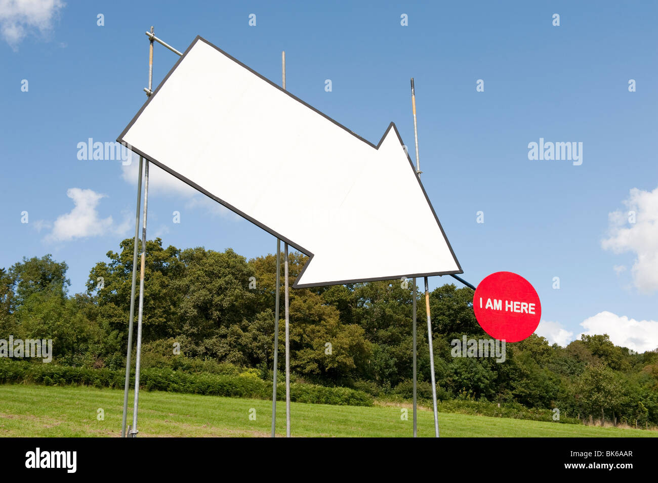 I am Here You are Here big white arrow Stock Photo - Alamy